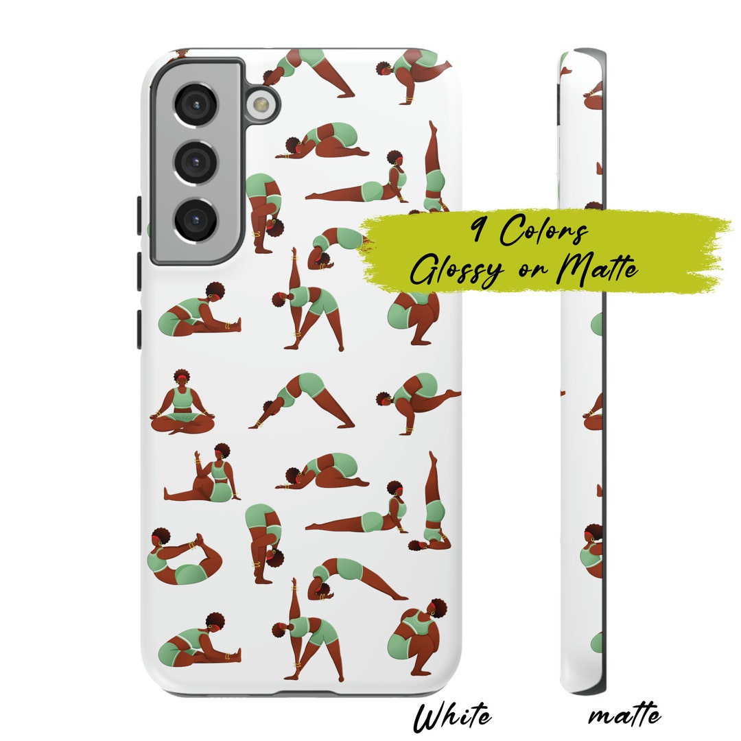 Black Woman Body Positive Yoga Poses Phone Case |iphone, Samsung, Pixel ...