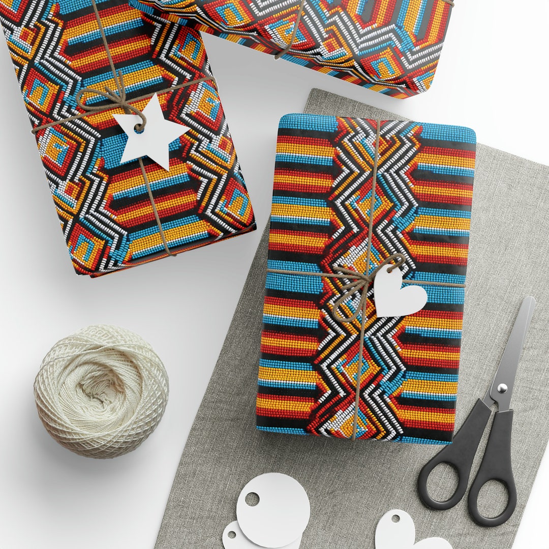 Colorful African Print Wrapping Paper| Zulu Bead Art Inspired Ethnic ...