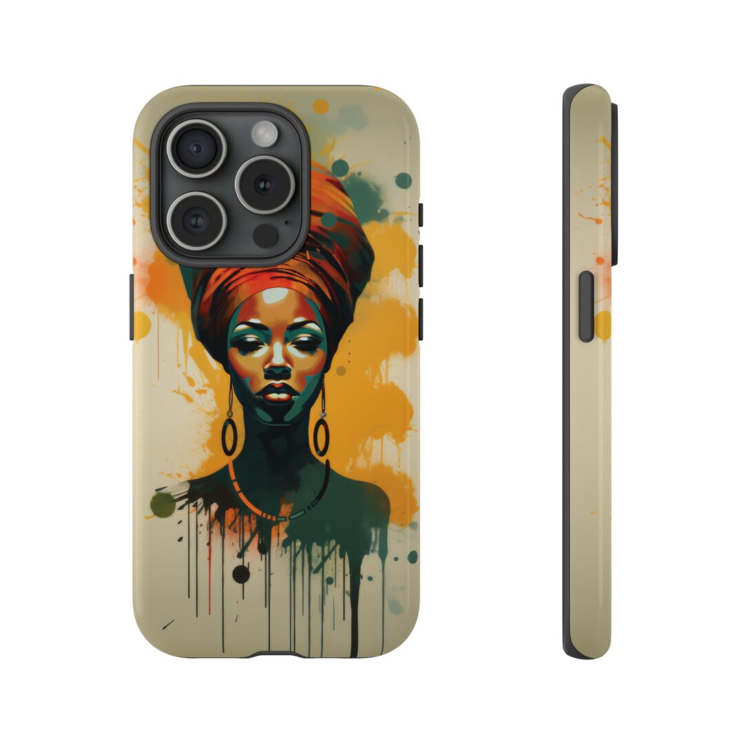 Black Woman Headwrap Art Phone| African American Woman Phone Case ...
