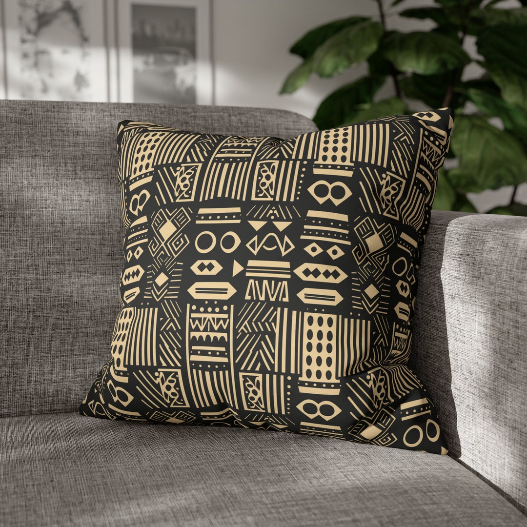 Mud-cloth Décor| Mudcloth Faux Suede Cushion Cover | Boho Rustic Mud ...