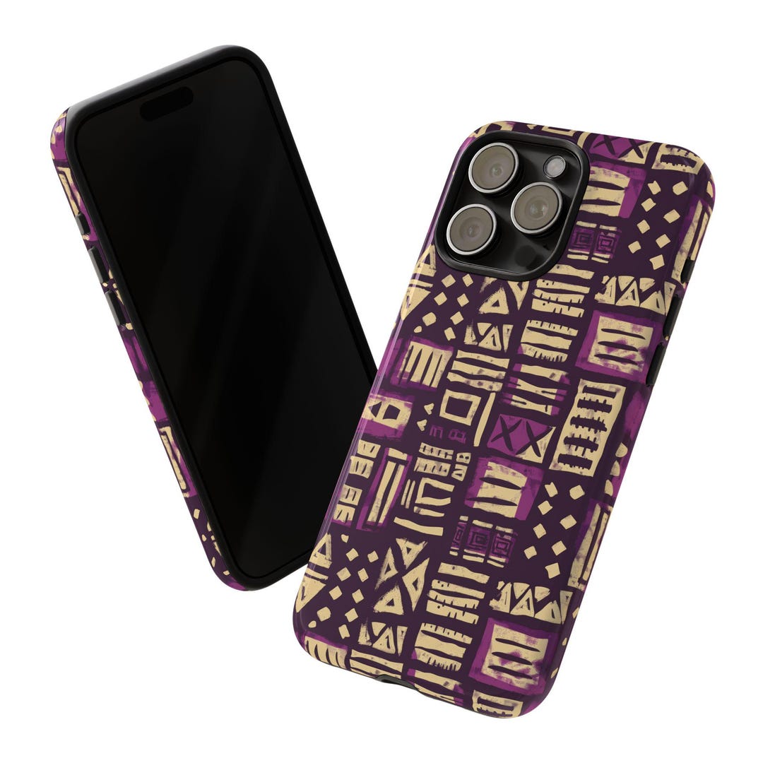 Purple Kente Cloth Black Girl Phone Case iPhone 16, 15 Samsung S25, S24 ...