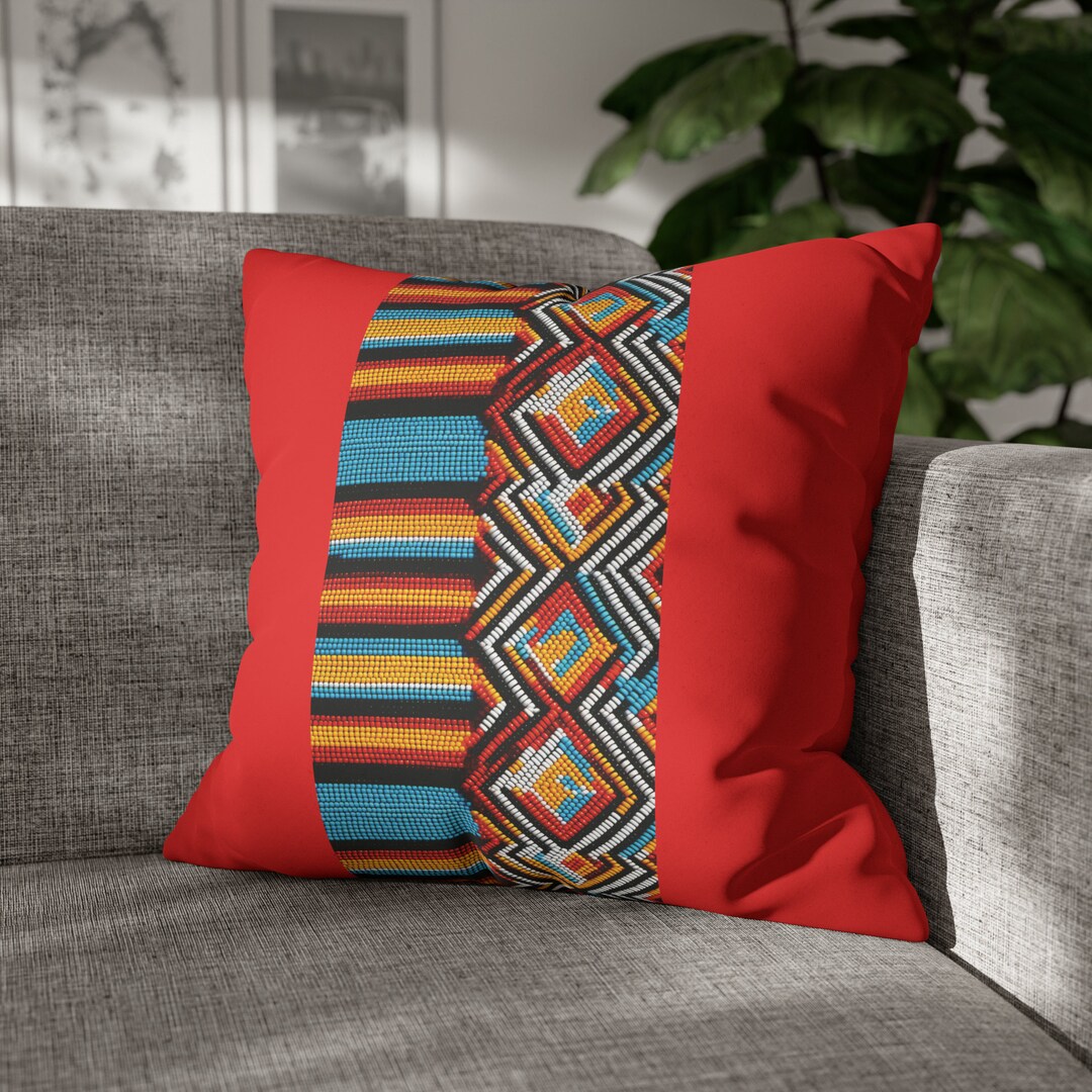 Afrocentric Throw Pillow Cover| Zulu Beads African Art Inspired Cushion ...