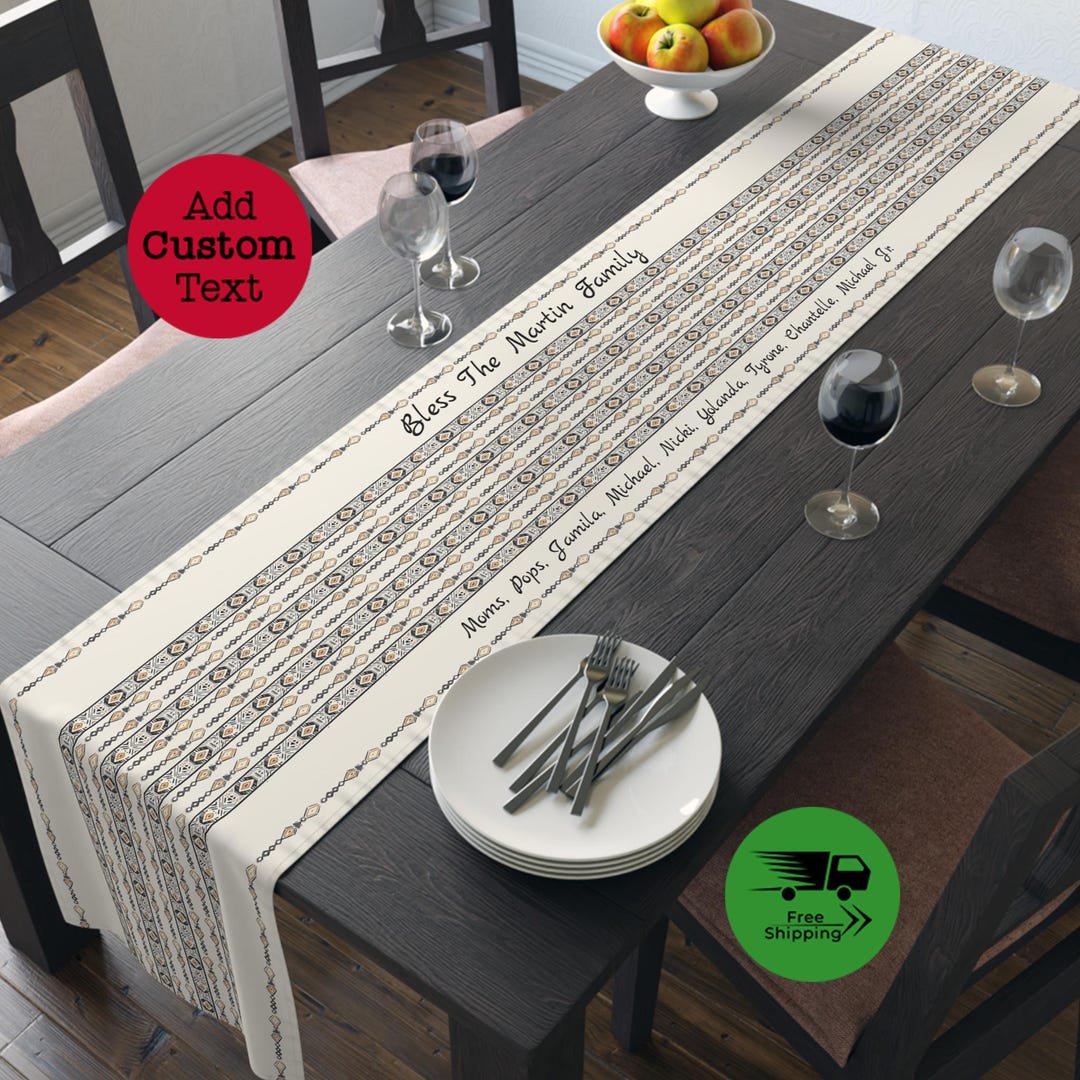 African Pattern Table Runner Personalized W Names | Custom Ethnic Table ...