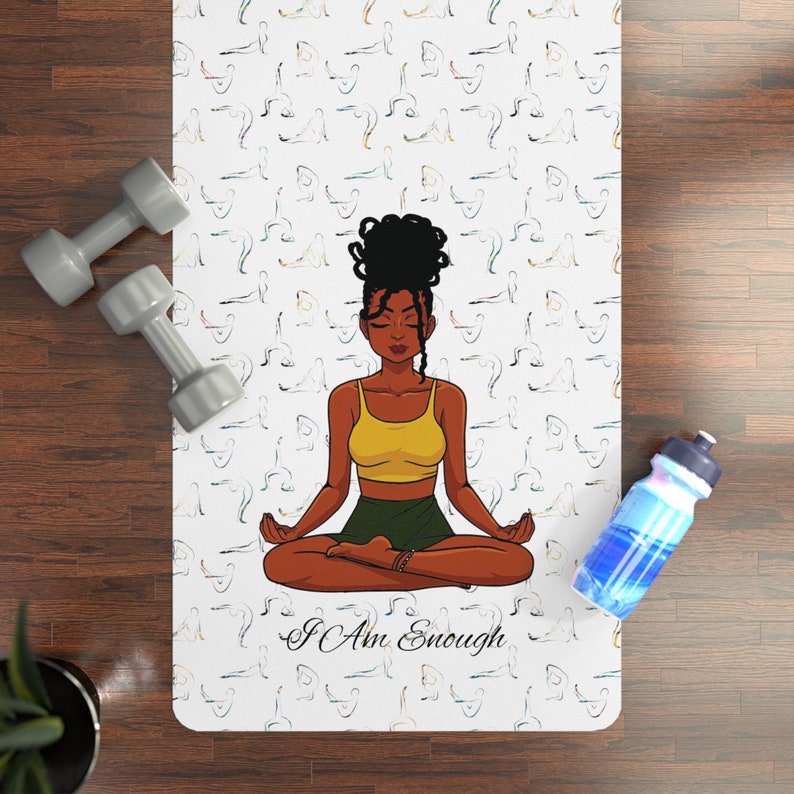 Custom Black Woman Yoga Mat Personalized Black Woman Exercise Mat ...