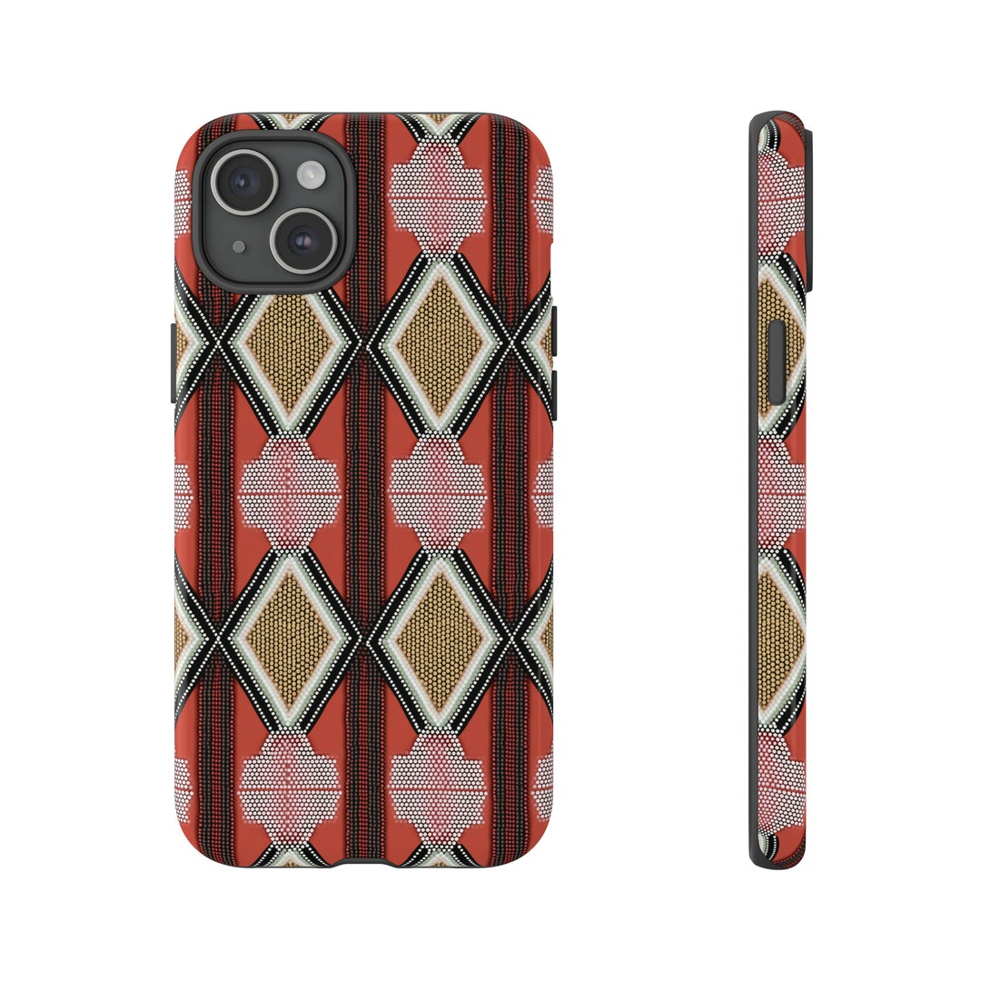 Geometric Pink & Gold Ethnic Phone Case| African Bead Art Case| Iphone ...