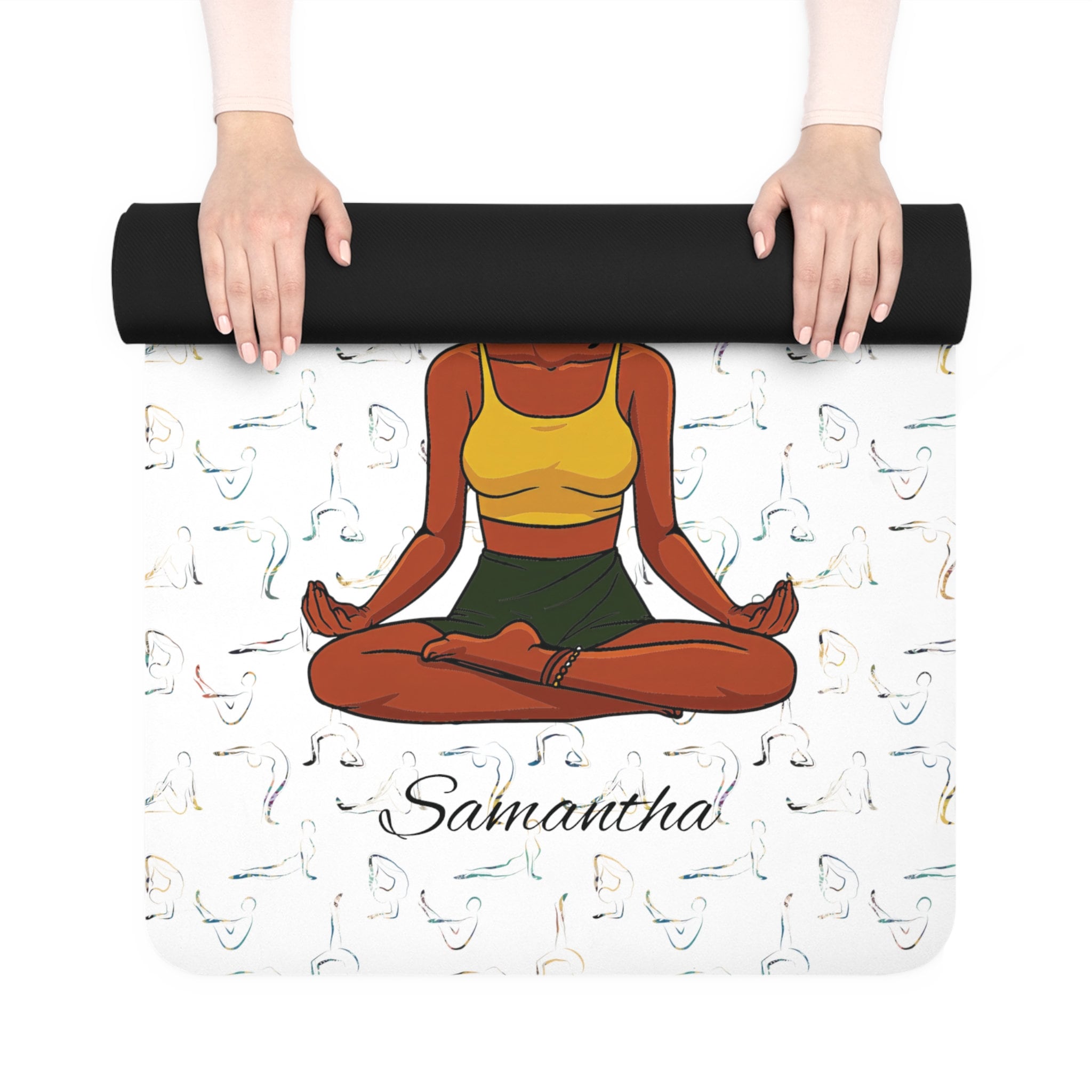 Custom Black Woman Yoga Mat Personalized Black Woman Exercise Mat ...