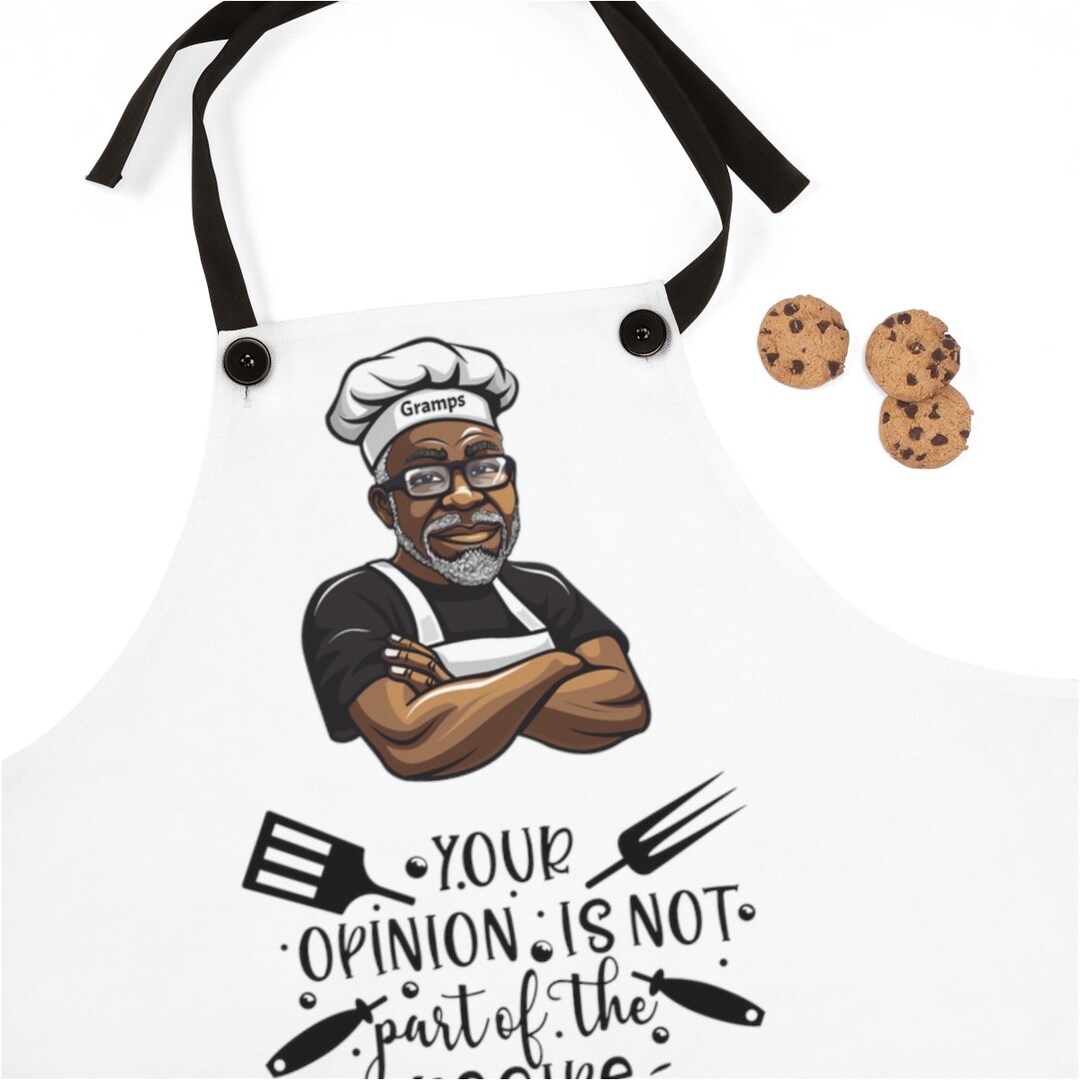 Black Man Grey Hair Custom Chefs Apron | Personalized Afro Chefs Apron ...
