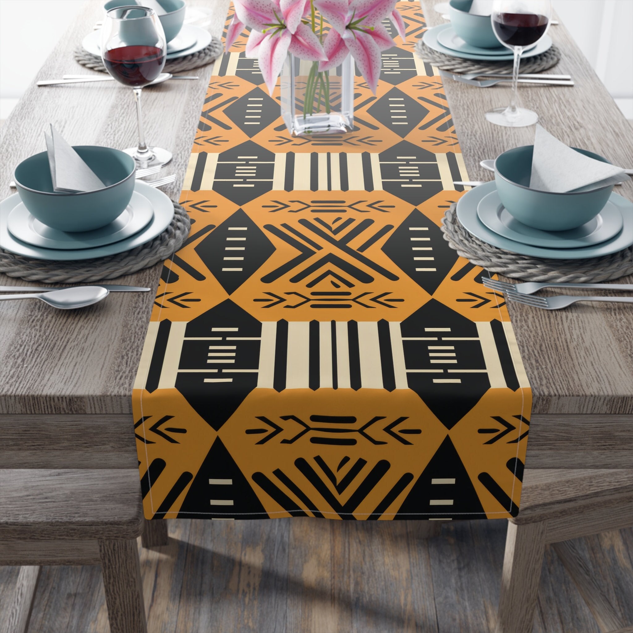 Mud Cloth Table Runner Mud Cloth African Table Linen Kwanzaa Decor Mud ...