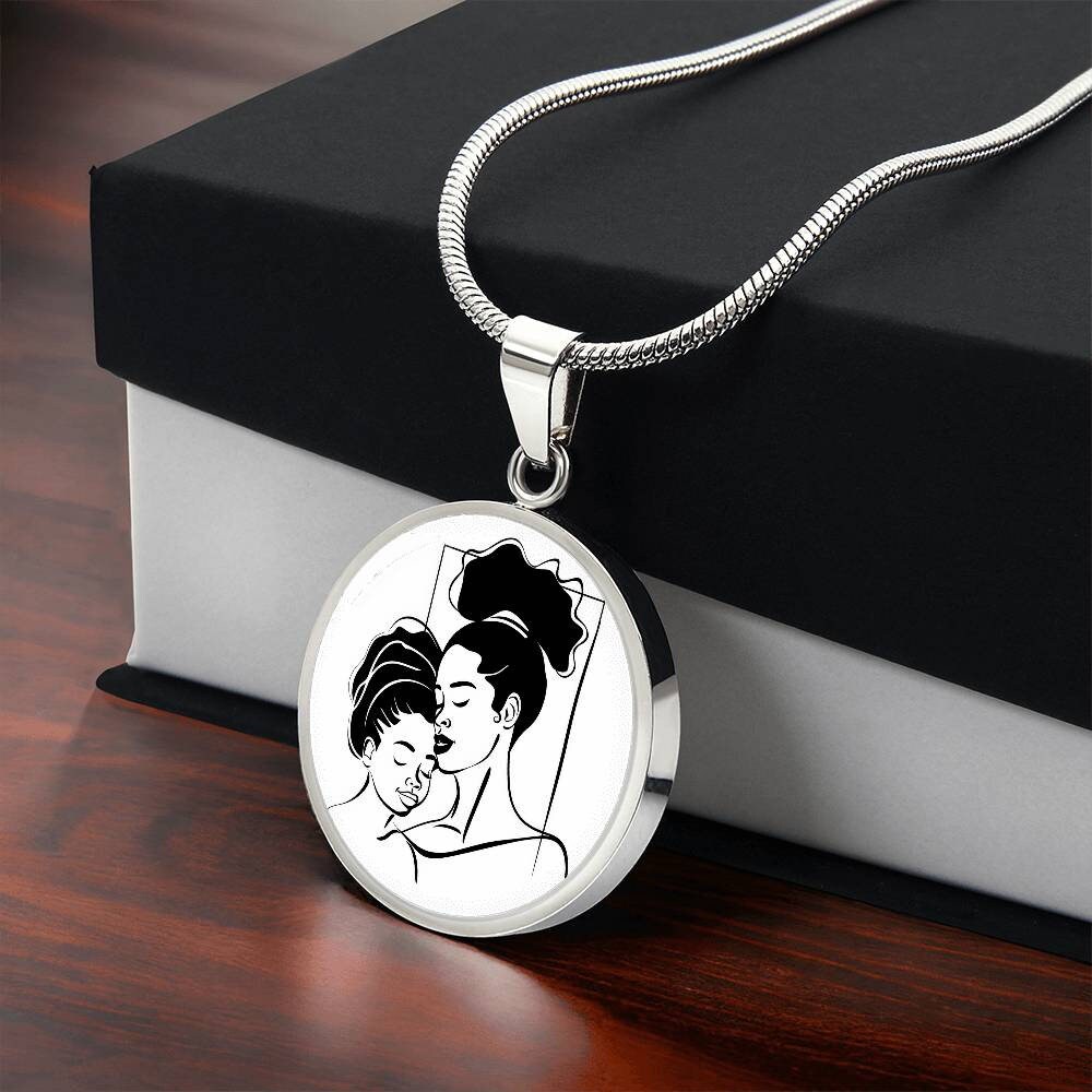 Mom and Me Ethnic Mother & Child Necklace Engraved Brown Black Family ...