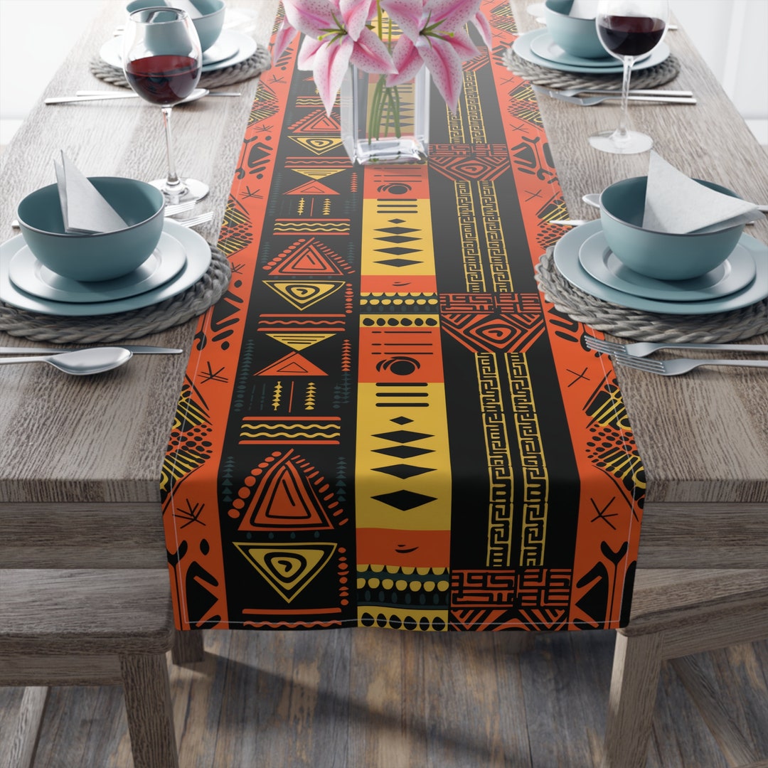 Colorful Mudcloth Inspired Table Decor | Ethnic Table Runner | African ...