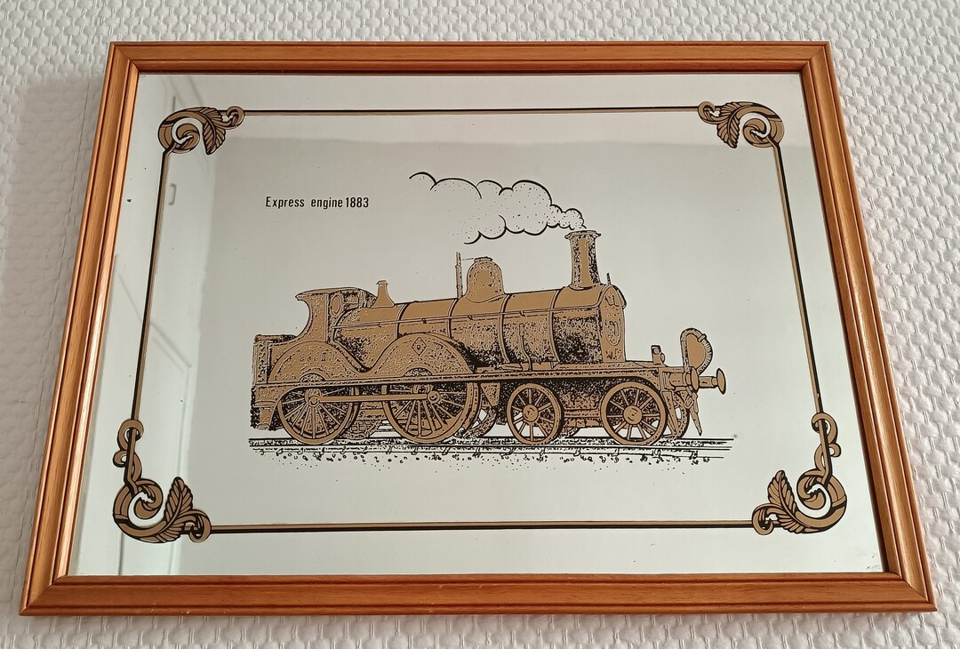 Large Vintage Locomotive Mirror "express Engine 1883" - Retro Framed ...