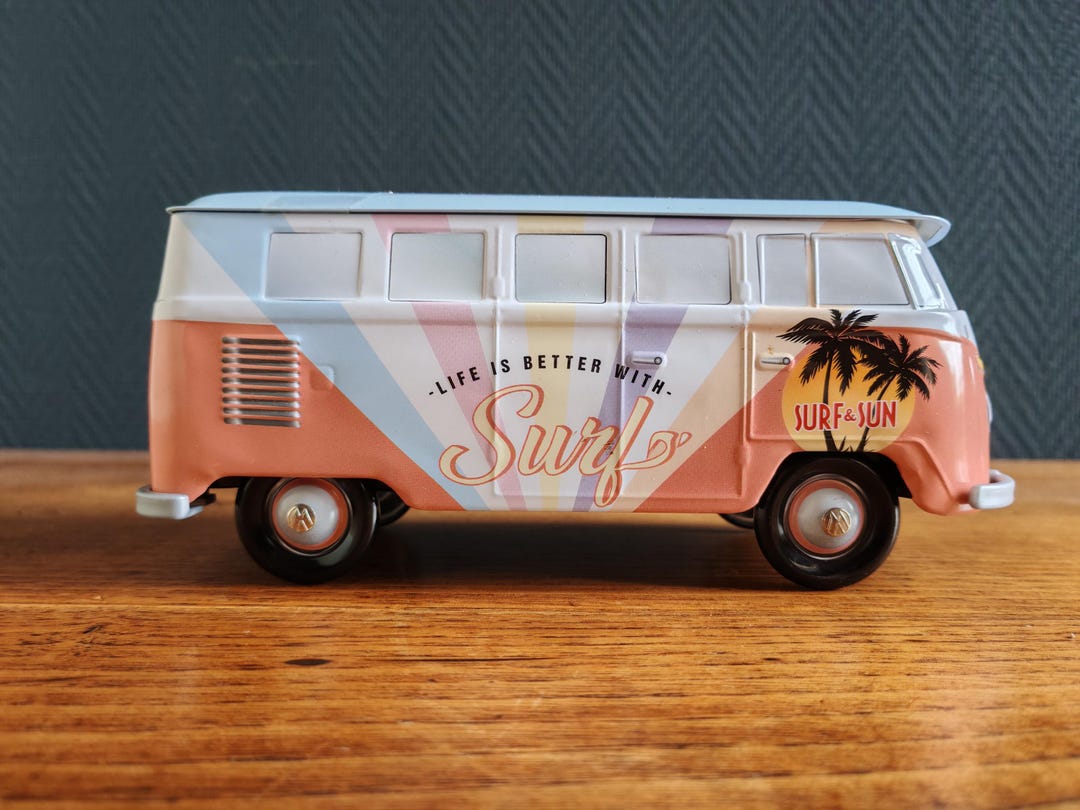 Volkswagen Surf Van Combi Biscuit Tin With Metal Sunroof and Rolling ...