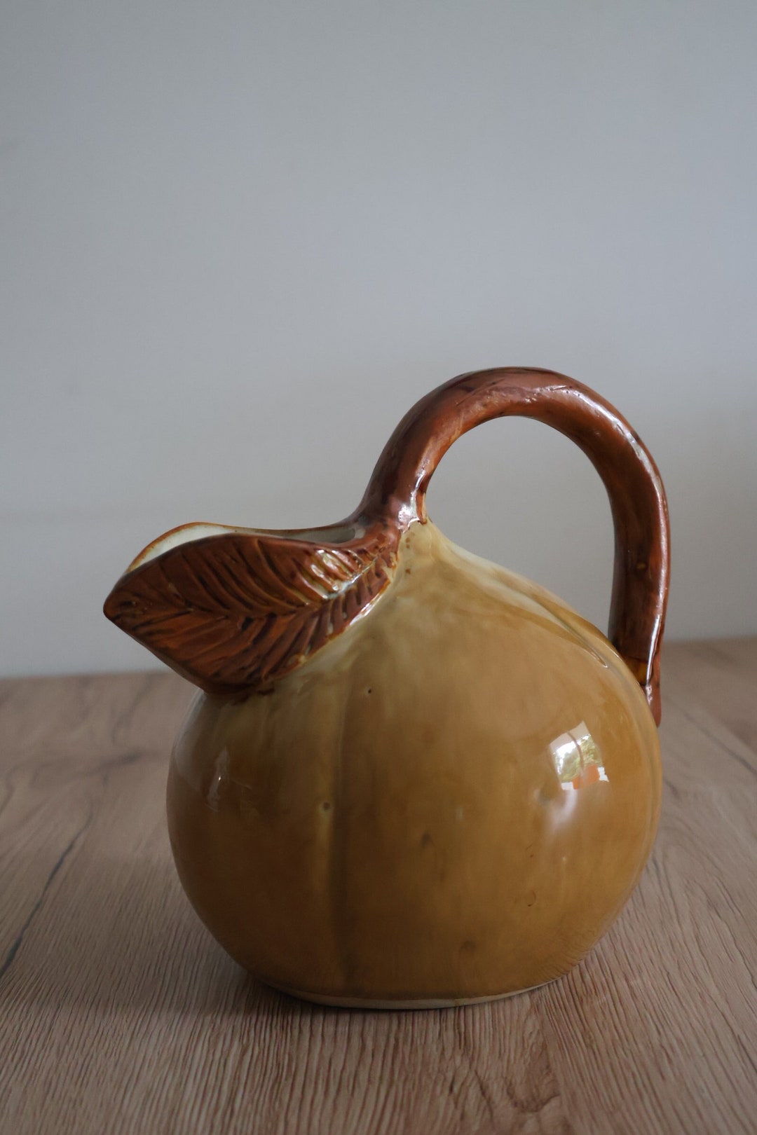 French Colocynth Pitcher in Enameled Ceramic 60s/70s Vintage Majolica ...