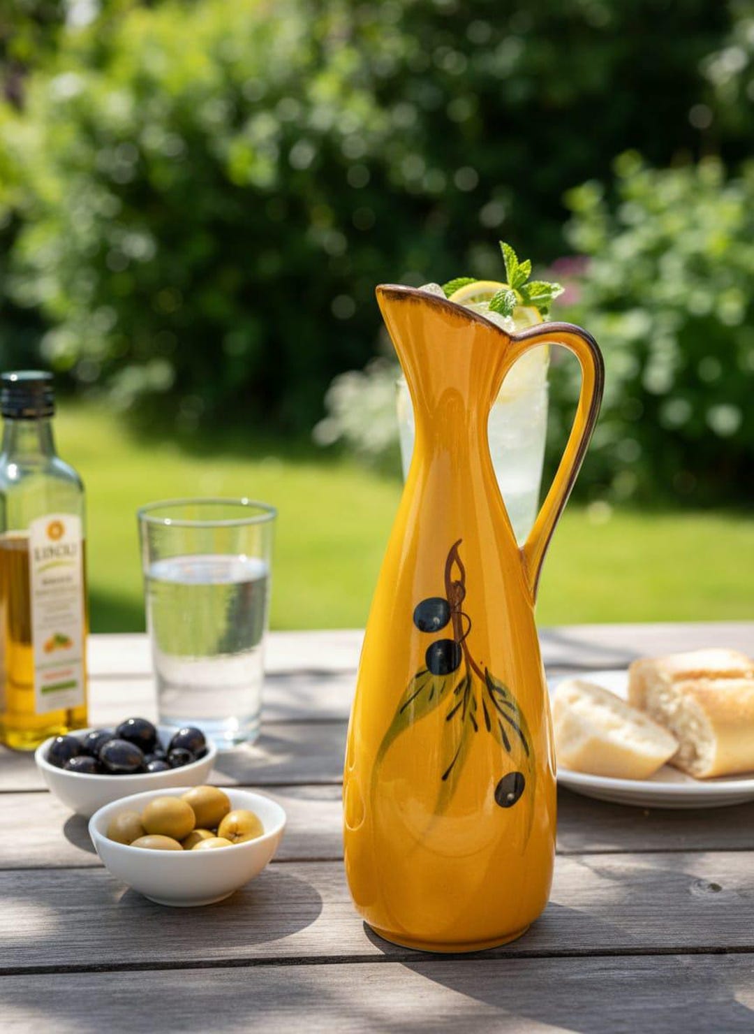Vintage Ceramic Carafe/prague VALLAURIS - Mustard Yellow and Black ...