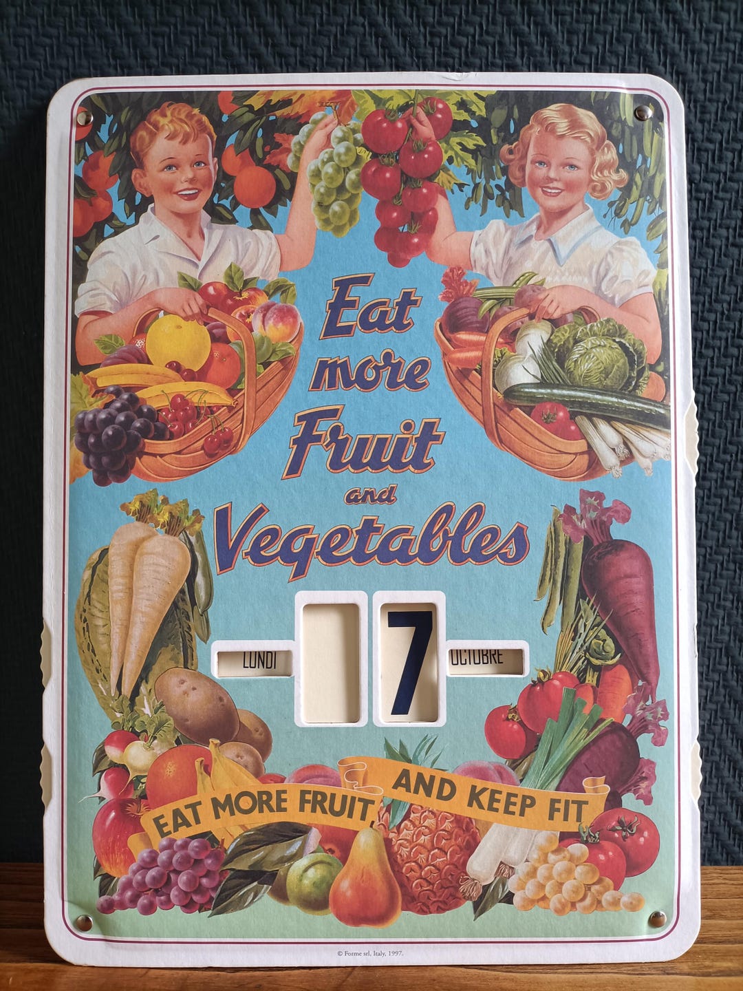 Vintage Perpetual Calendar Retro Wall Calendar Made in Italy Home Decor ...