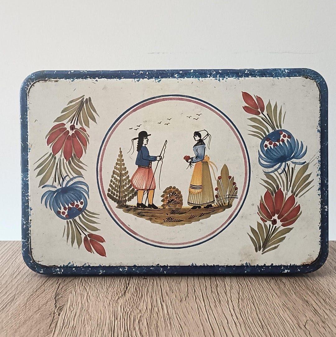 French Metal Sugar Box QUIMPER PORNIC Massilly Advertising Box Brittany ...