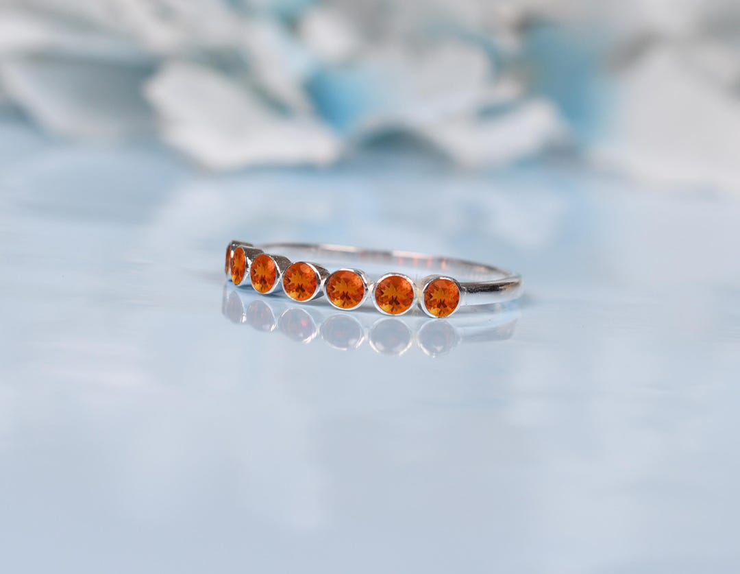 14k Fire Opal Band | Half Eternity Band Ring | Anniversary Birthday ...