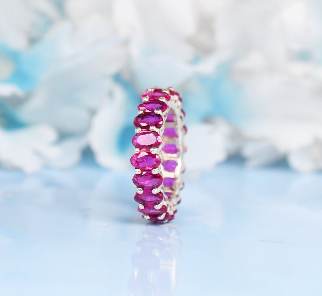 14K Ruby Rose Gold Engagement Band | Ruby Birthstone Jewelry ...