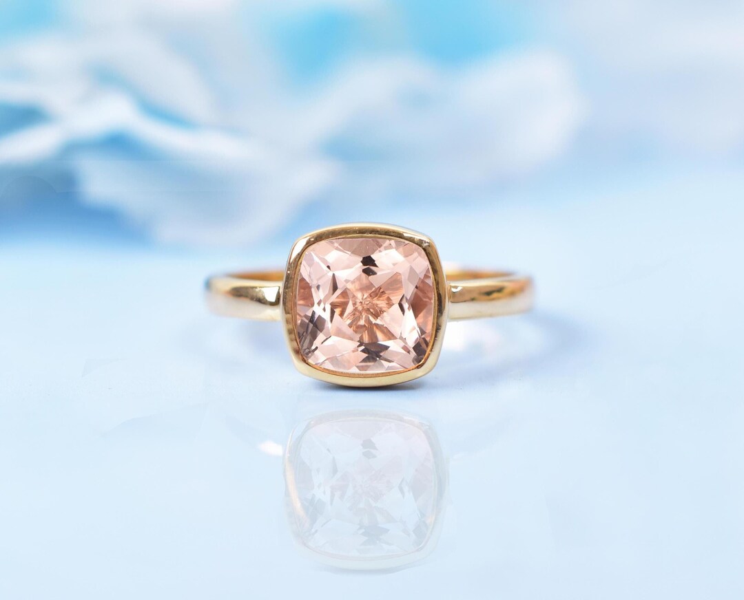 Cushion Cut Morganite Bridal Ring| Wedding Engagementring | Anniversary ...