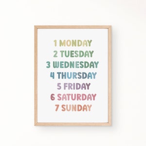 Nursery DAYS of the Week Poster, Minimalistic Ocean, Printable ...