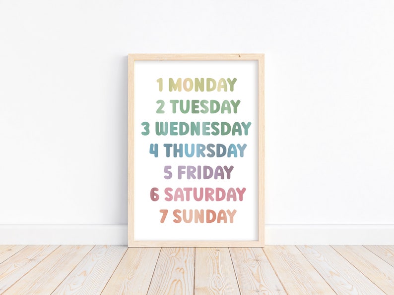Nursery DAYS of the Week Poster Minimalistic Ocean Printable - Etsy