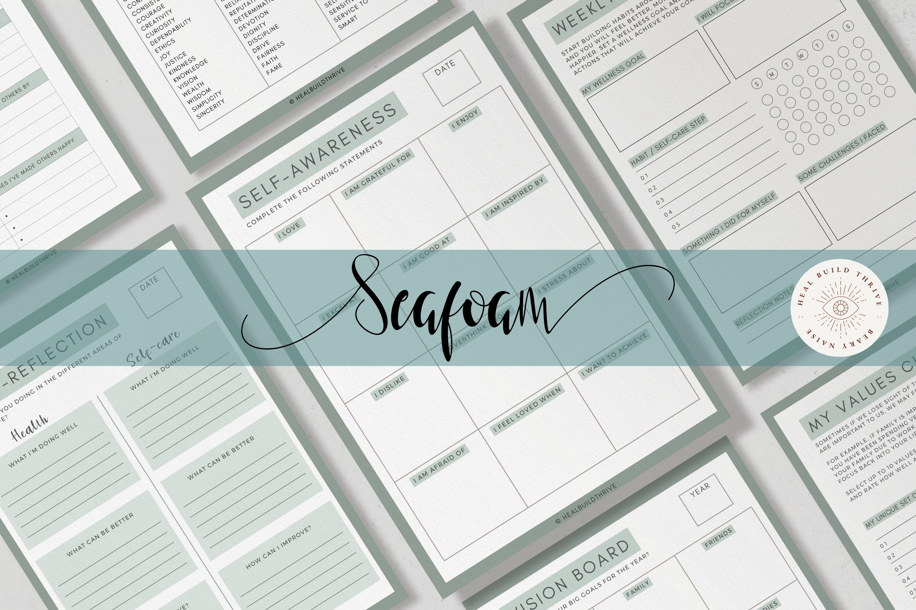 Self-awareness Journal Worksheets Bundle, Vision Board, Habits Tracker ...