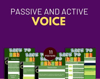 PASSIVE VOICE POSTER, Grammar Chart, Homeschool, Passive Voice Chart ...