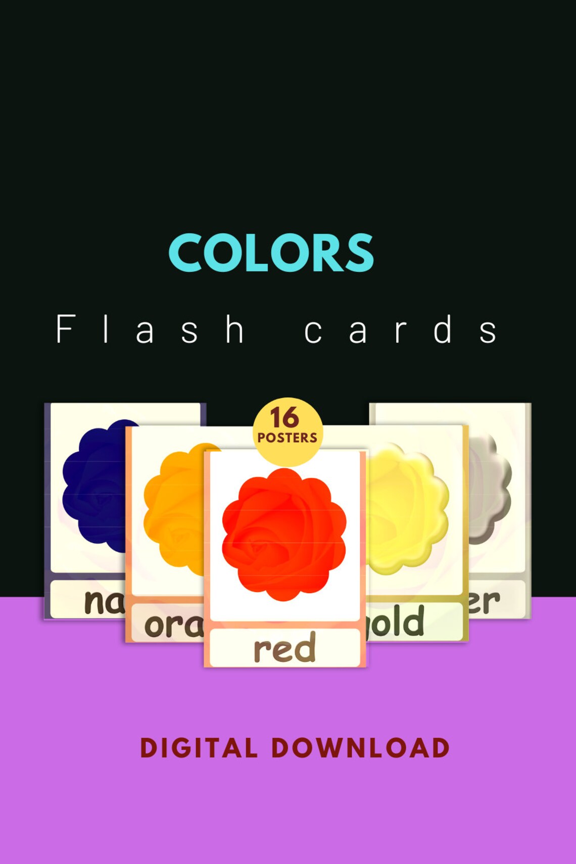 Colors Flashcards, Colours Posters, Colors Flash Cards, Montessori ...