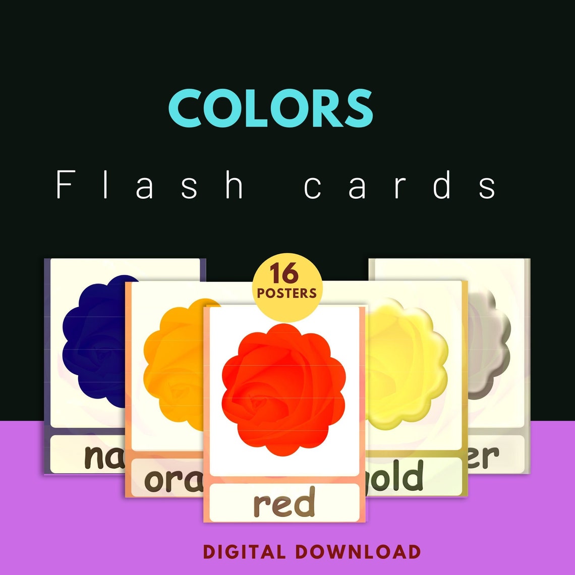Colors Flashcards, Colours Posters, Colors Flash Cards, Montessori ...