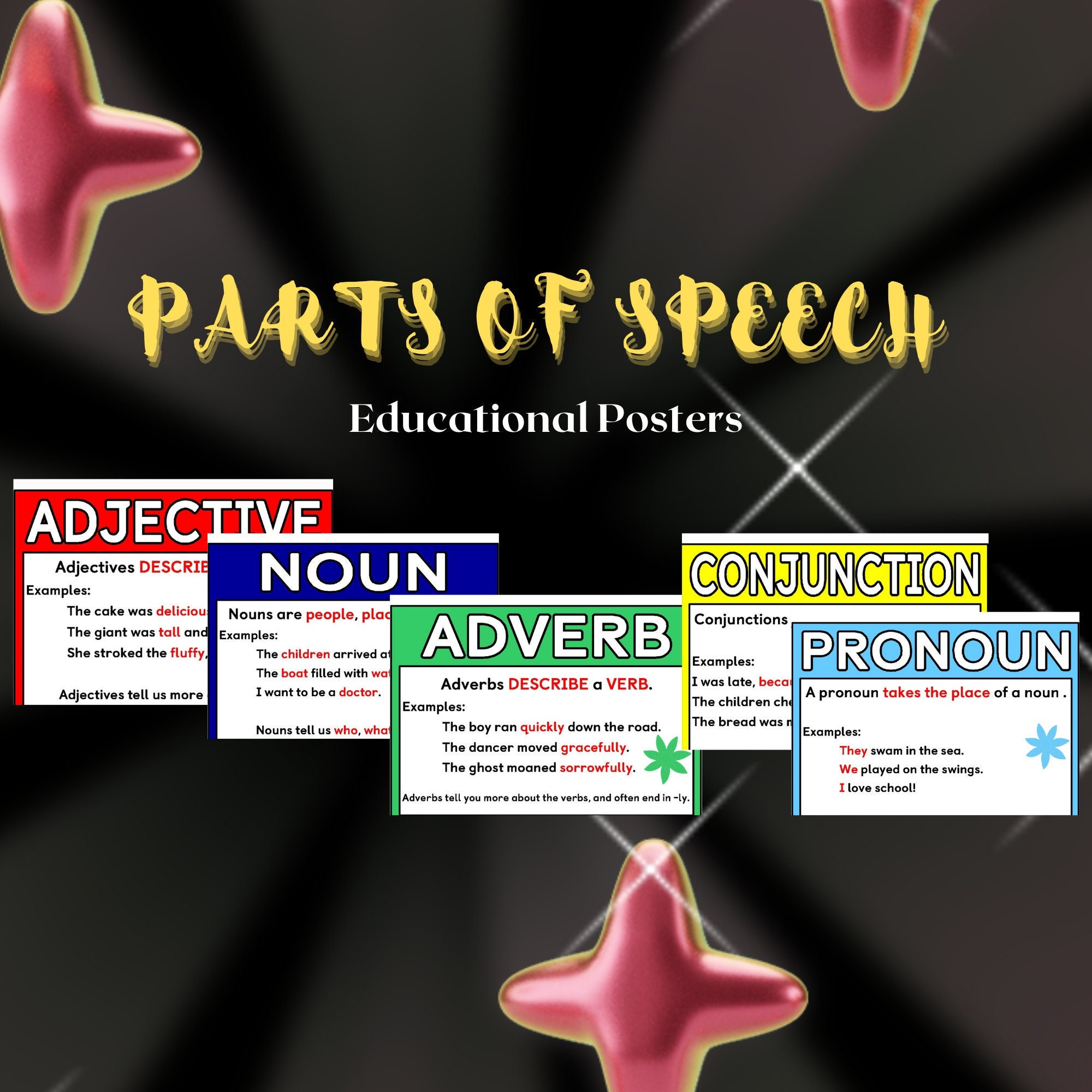 17 Posters Parts of Speech Classroom Poster English Grammar - Etsy