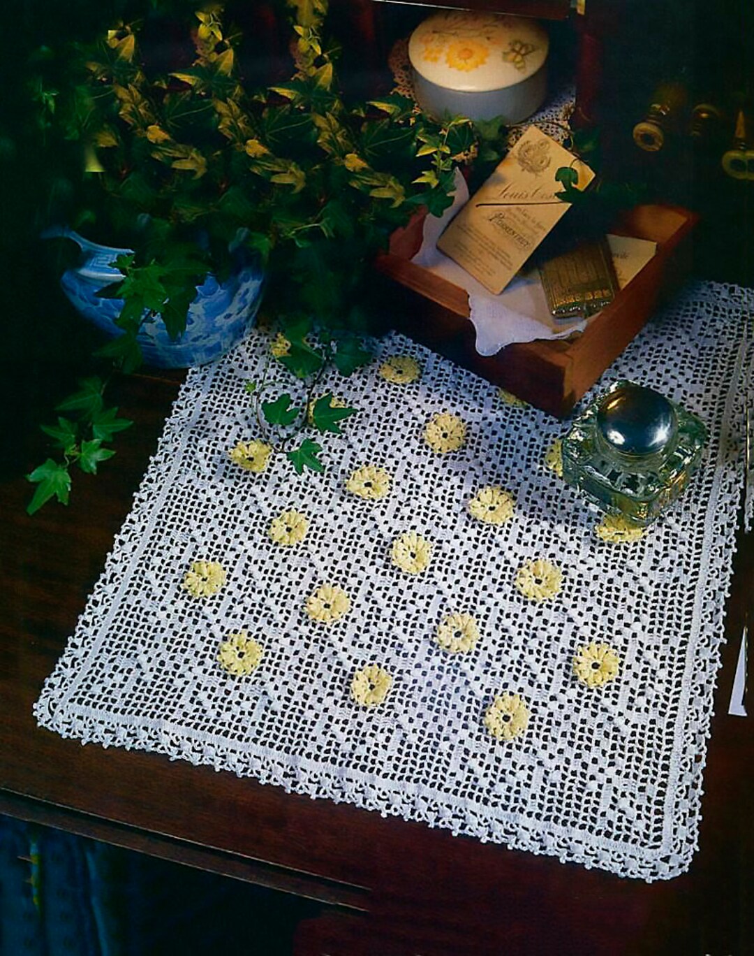 Crochet Square Doily 90s Pattern Size 15x15 In - Etsy