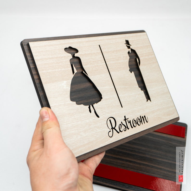Restroom Wooden Vintage Sign, Toilet Door Sign, WC Sign, Restroom Door ...