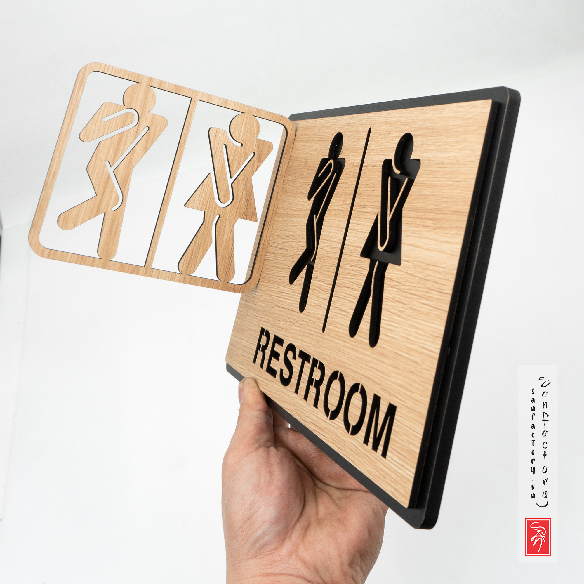 Restroom Wooden Vintage Sign, Toilet Door Sign, WC Sign, Restroom Door ...