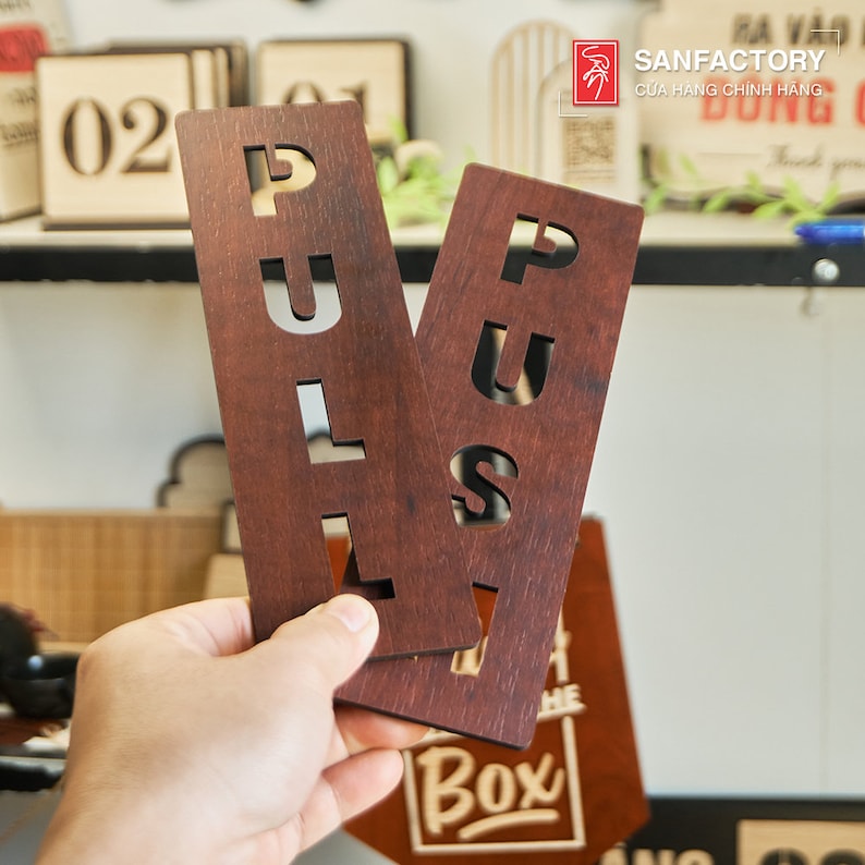 Pull - Push Wooden Signs , Stickers PUSH PULL , Sign Symbol for Door ...
