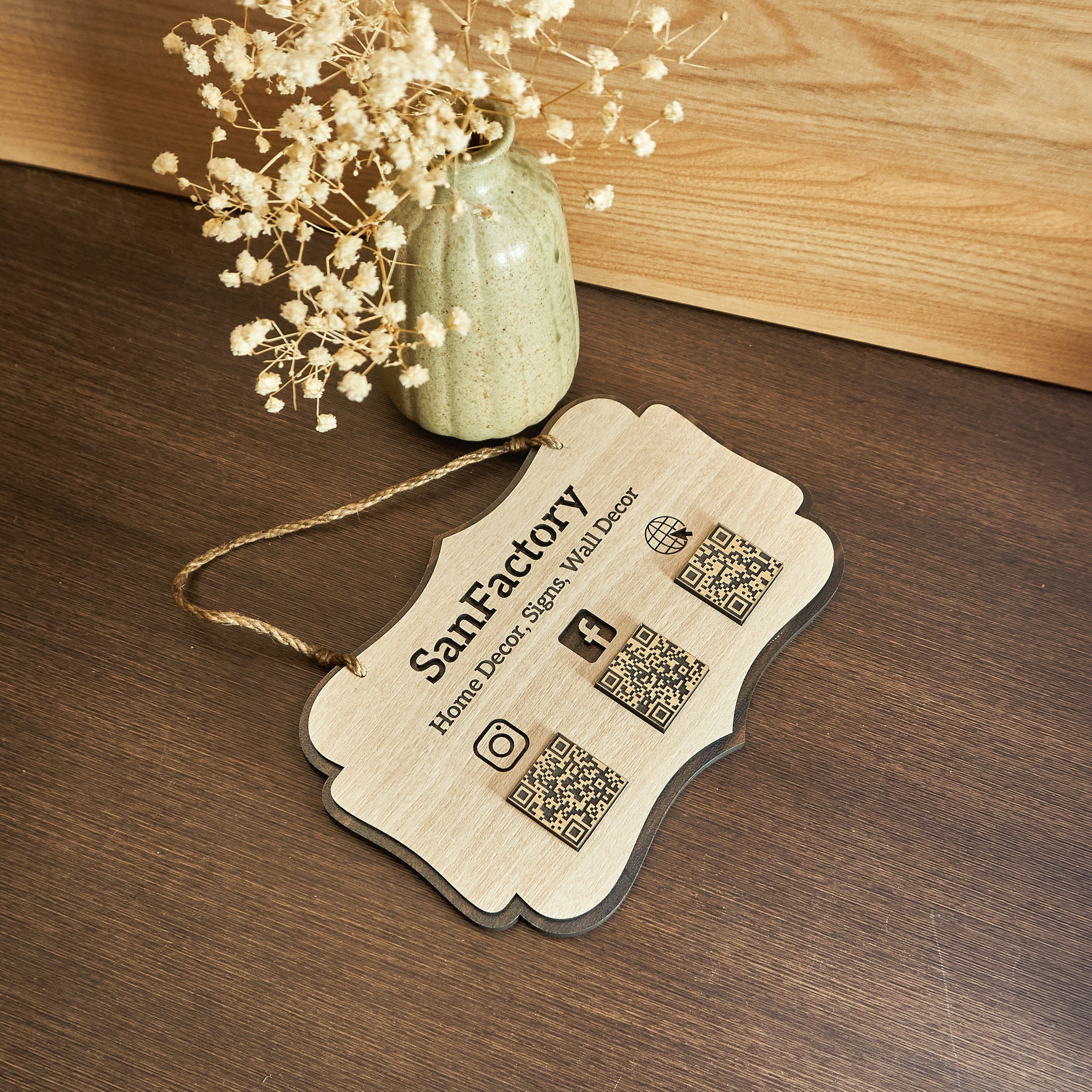 Wooden Custom QR Code Personalized Business Social Media - Etsy