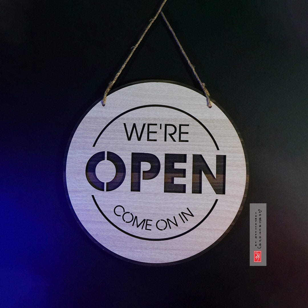 Double Sided Wood Texture Open Closed for Business - Custom Boutique ...