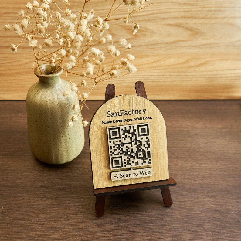 Wooden Custom QR Code , Personalized Business Social Media , Scan to ...