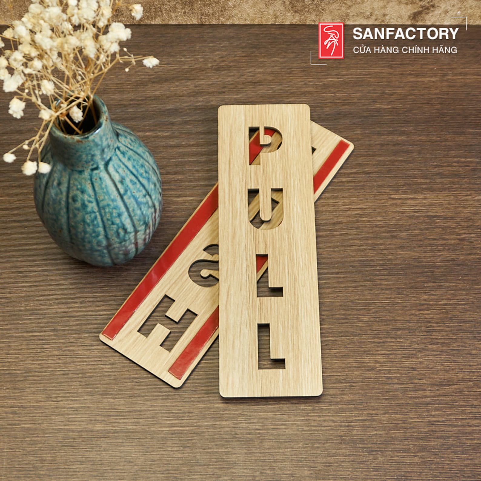 Pull - Push Wooden Signs , Stickers PUSH PULL , Sign Symbol for Door ...
