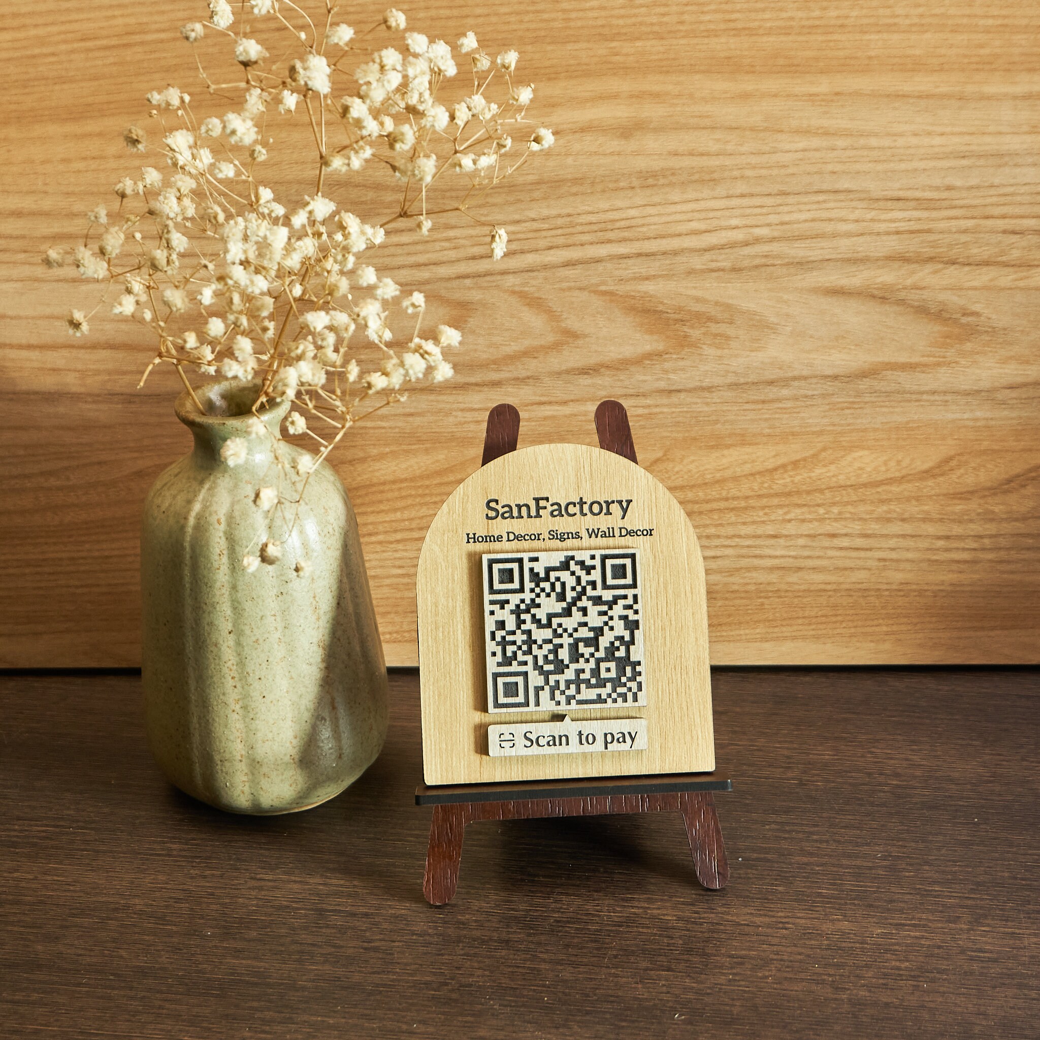 Wooden Custom QR Code , Personalized Business Social Media , Scan to ...
