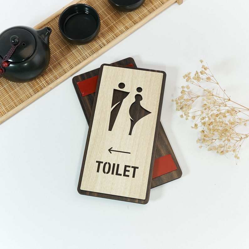 Unisex Toilet Door Sign, WC Sign, Restroom Door Sign, Toilet Decor ...