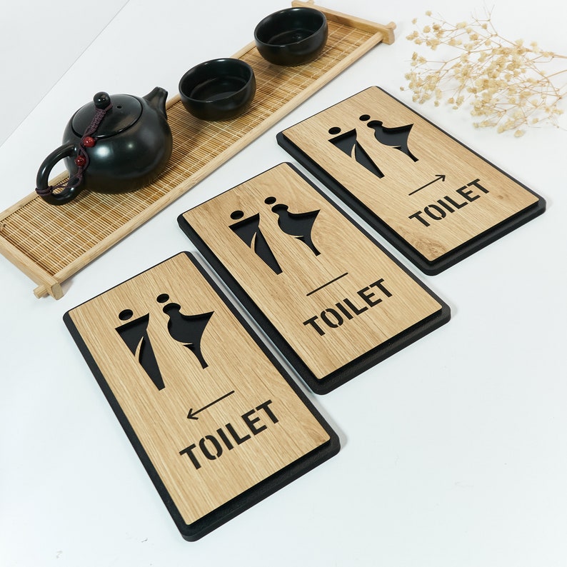 Unisex Toilet Door Sign, WC Sign, Restroom Door Sign, Toilet Decor ...