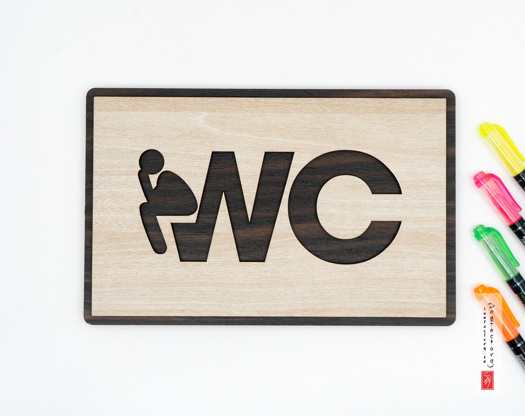 WC Sign - Washroom Sign - Water Closet Sign - WC Bathroom Sign - Toilet ...