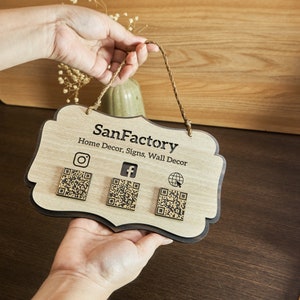 Wooden Custom QR Code , Personalized Business Social Media , Scan to ...