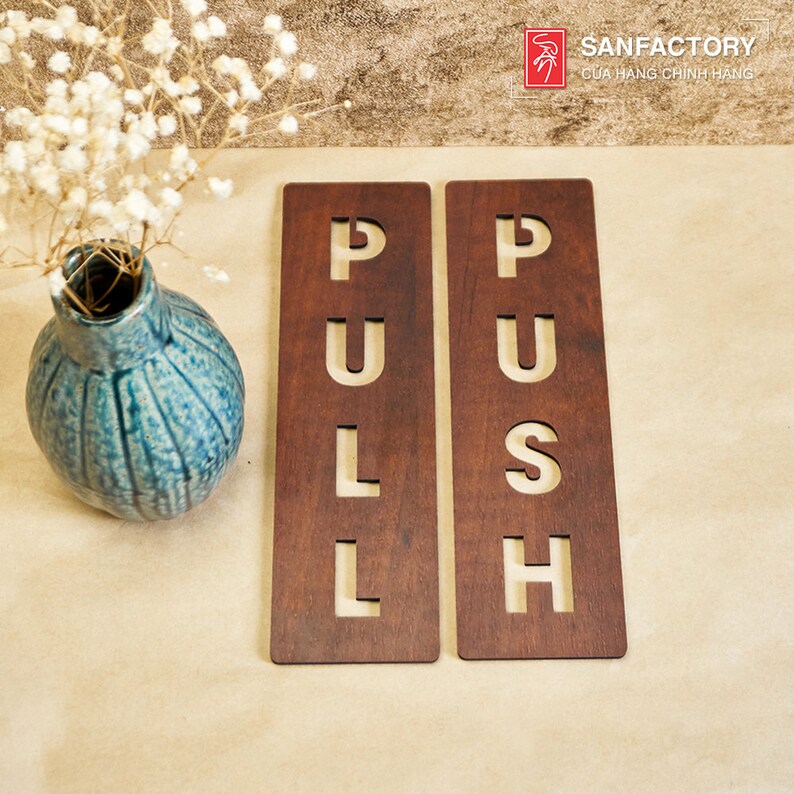 Pull - Push Wooden Signs , Stickers PUSH PULL , Sign Symbol for Door ...