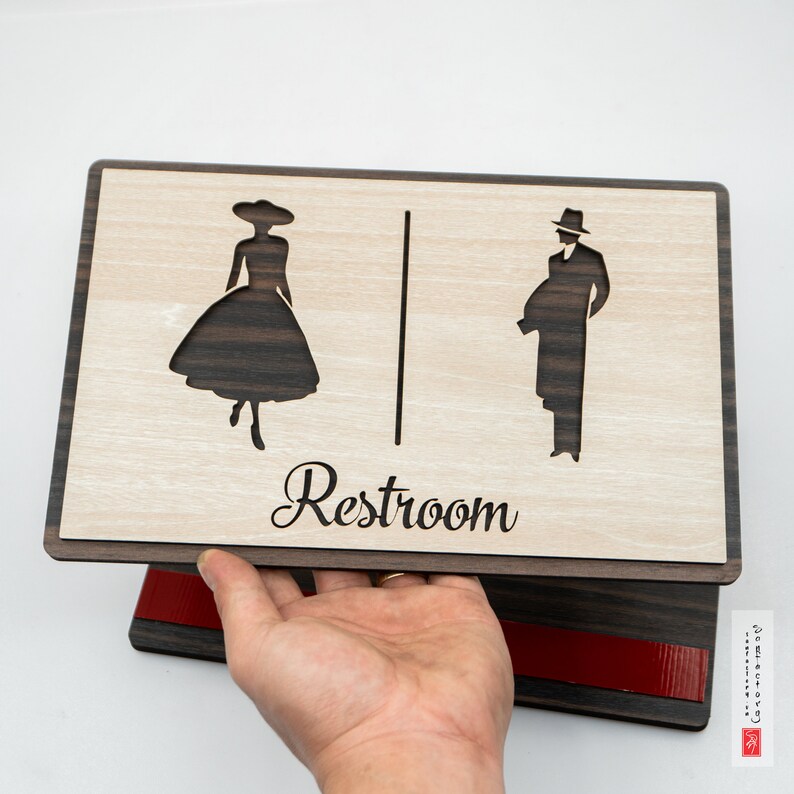 Restroom Wooden Vintage Sign Toilet Door Sign Wc Sign Restroom Door Sign Toilet Plate