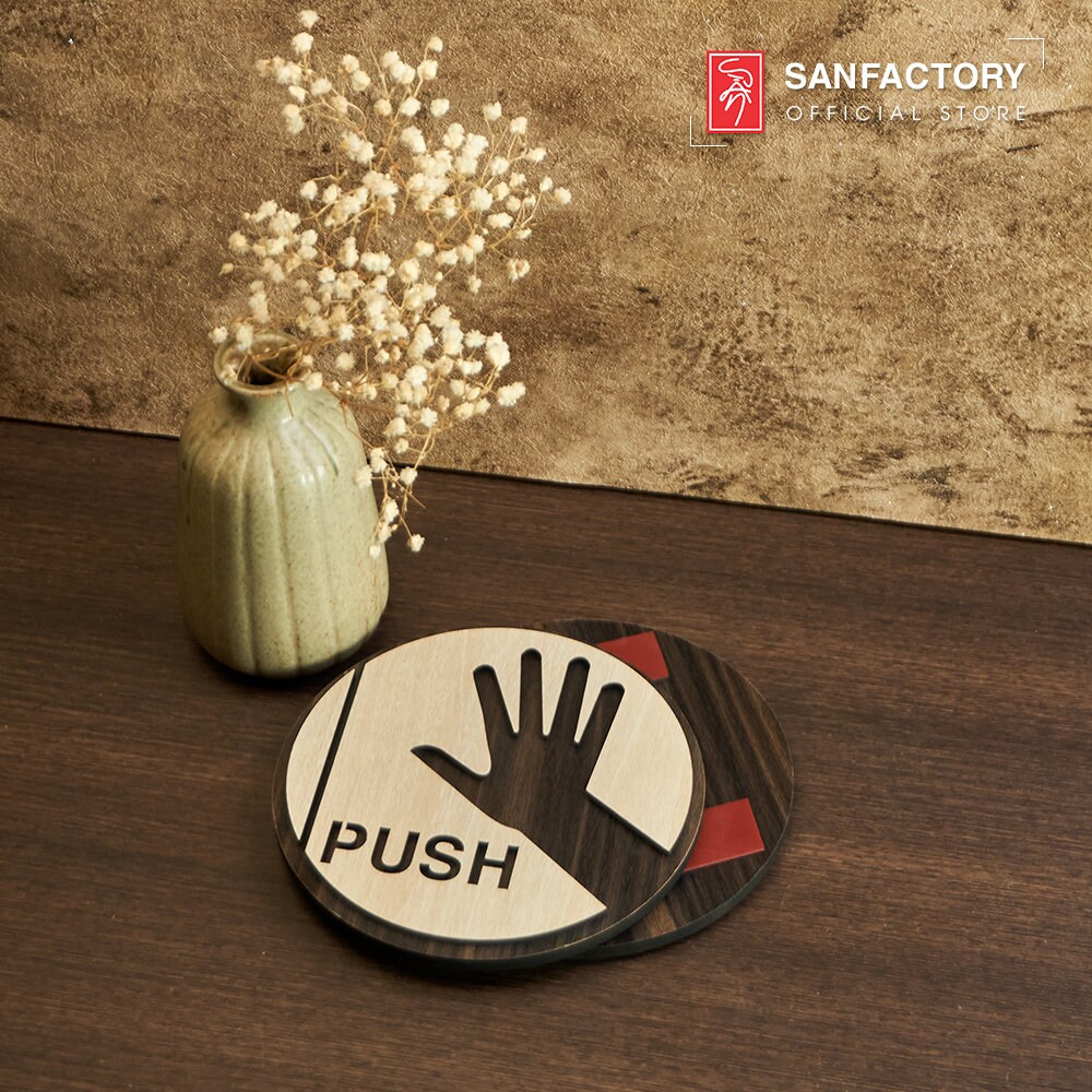 Pull - Push Wooden Signs , Stickers PUSH PULL , Sign Symbol for Door ...
