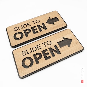 Slide to Open Wooden Sign, Sliding Door , Slide With Left Right Arrow ...