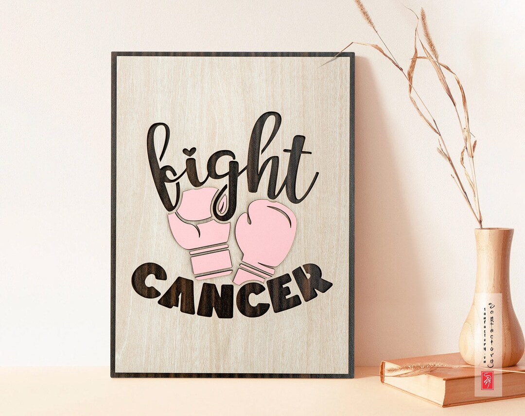 Fight Cancer | Survivor Wall Art | Breast Cancer Awareness Wooden ...