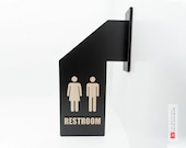 Restroom Door Signs WC Symbols Wooden Sign Unisex Toilet - Etsy