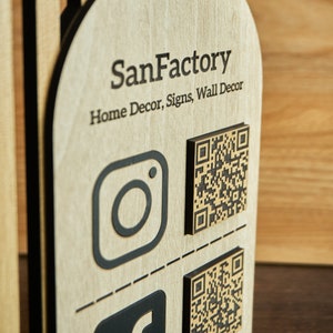 Wooden Custom QR Code , Personalized Business Social Media , Scan to ...